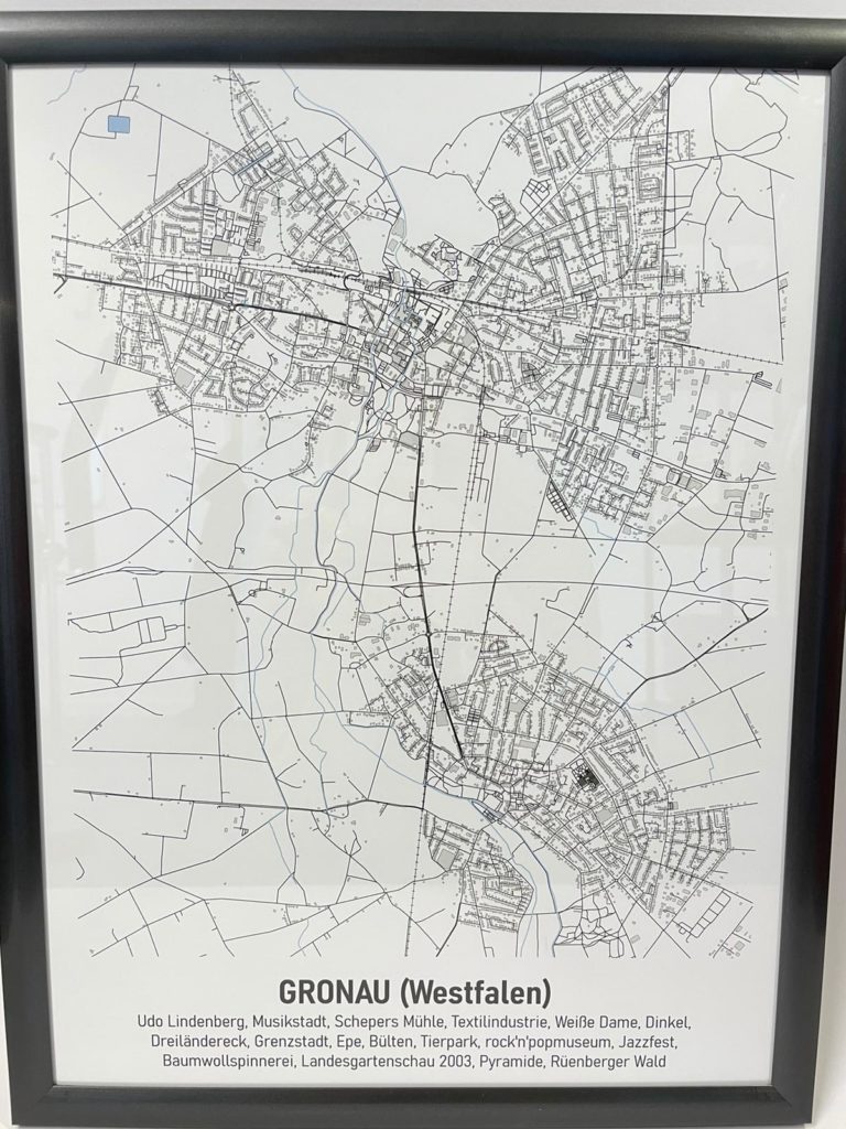 Gronau Stadtkarte (mit Rahmen) -nur vor Ort erhältlich- Gronau Inside