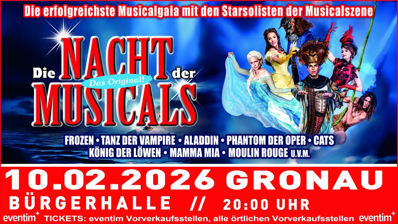 The night of the musicals 🌟 📅 10.02. | 📍 Bürgerhalle 2 hours of ...
